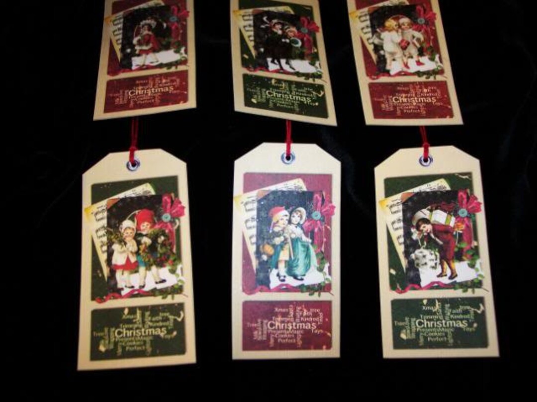 SIX Vintage Inspired Christmas Retro Holiday Hang Tags / Gift Tags - Etsy