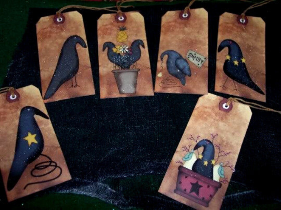 Crow Tags Vintage Inspired Old School Primitive Crows Tag / Vintage ...