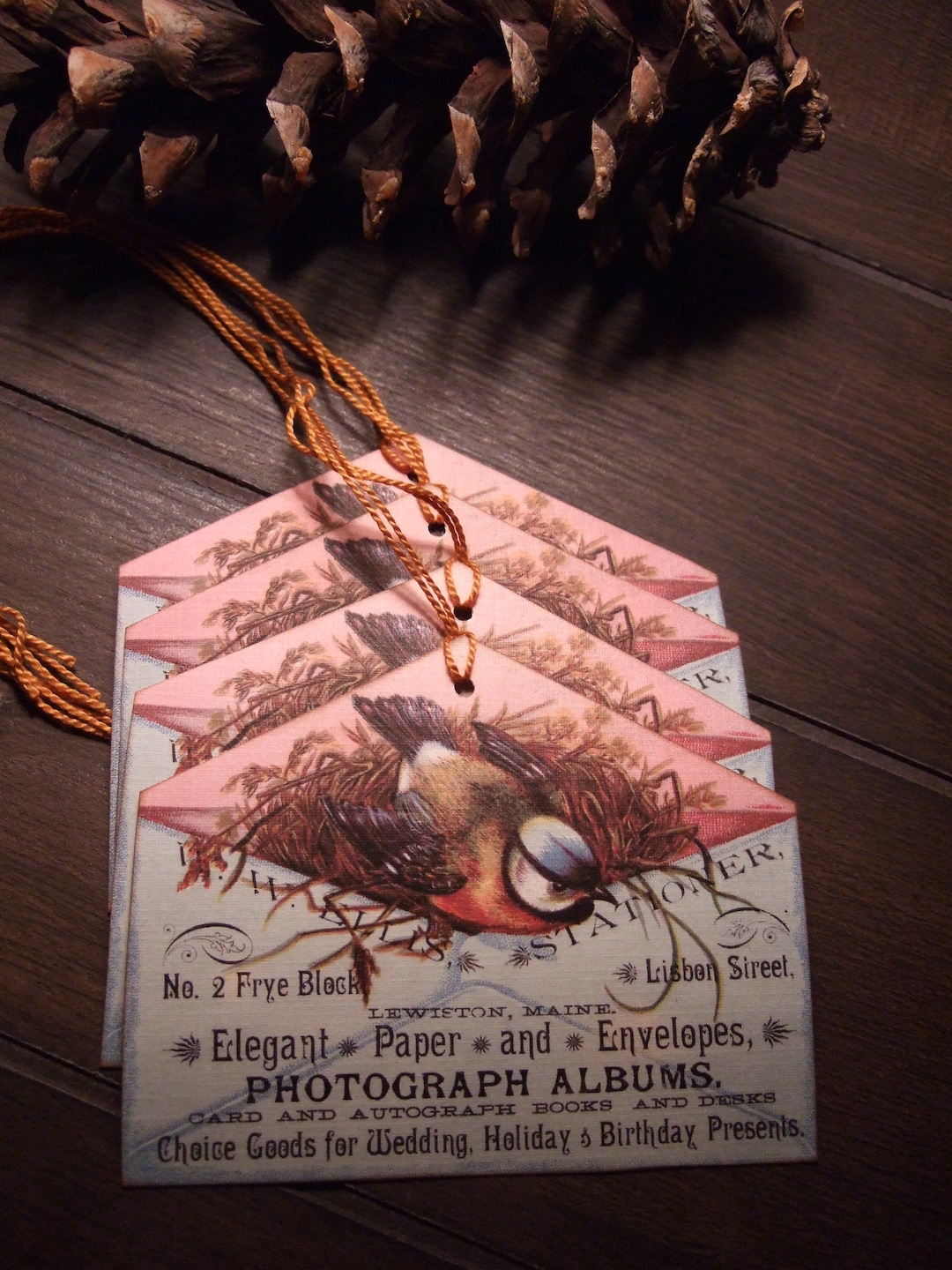 Bird Nest Tags - Primitive Hang Tags ~ FOUR Vintage Inspired Bird Nest ...