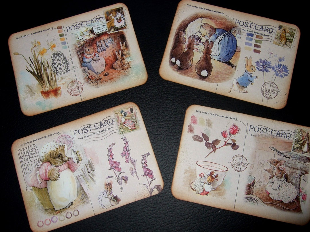 FOUR Beatrix Potter Peter Rabbit Postcards Art Mail ~ Place Cards~keep ...