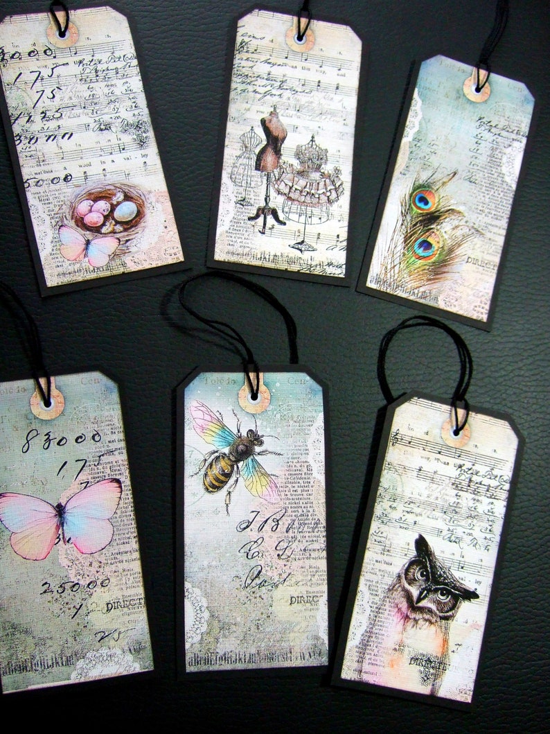 Botanical Tags - SIX Primitive Hang Tags Garden Springtime Gift Tags - Etsy