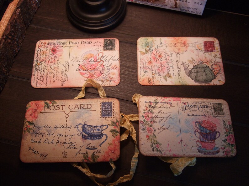 Vintage Style Tea Cup Postcards - Keepsake - Art Mail ~ Primitive Hang ...