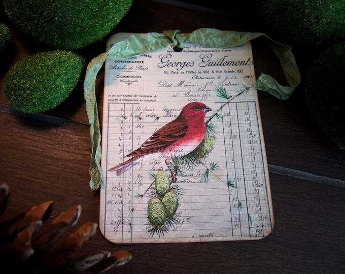 FOUR Primitive Bird Tags Shabby Chic Gift Tags - Etsy