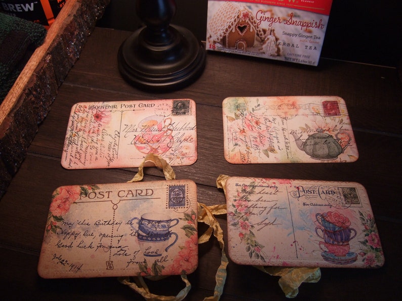 Vintage Style Tea Cup Postcards - Keepsake - Art Mail ~ Primitive Hang ...