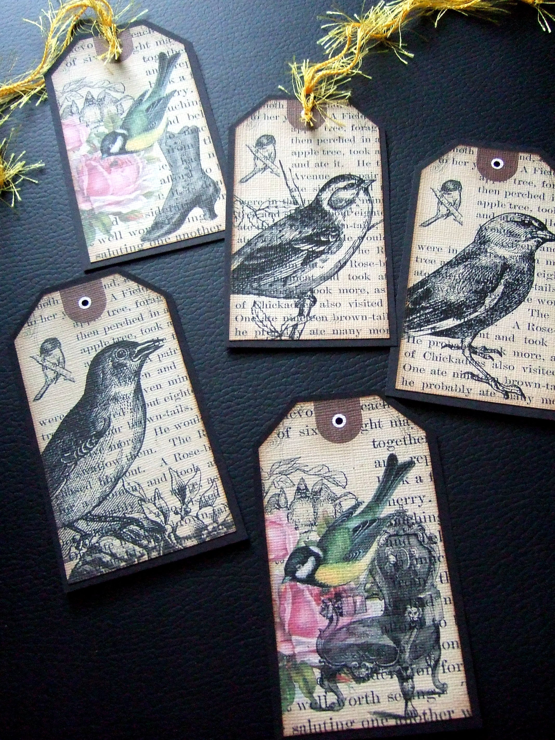 Primitive Hang Tags SIX Vintage Inspired Fashion Bird and - Etsy
