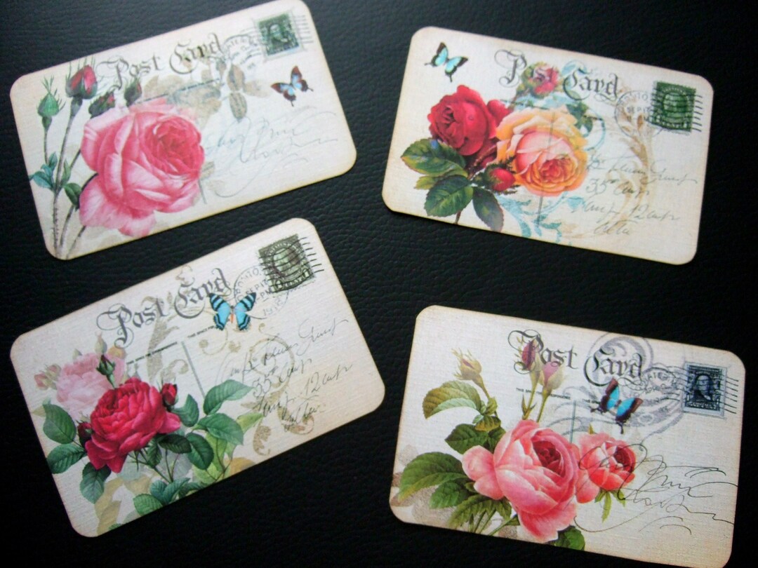 FOUR Vintage Inspired Rose Garden Postcardsplace Cardskeep - Etsy