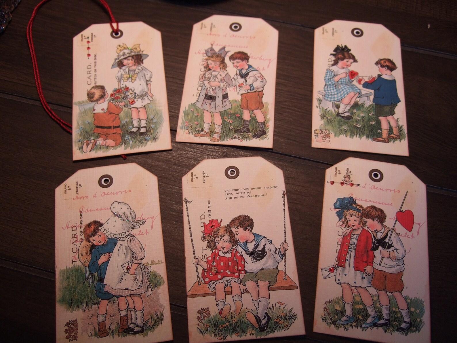 Retro Valentine Tags - Old Time Valentine Tags - SIX Vintage Style ...