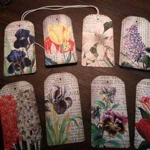 Vintage Style Botanical Flower Tags - Vintage Gift Tags - Etsy
