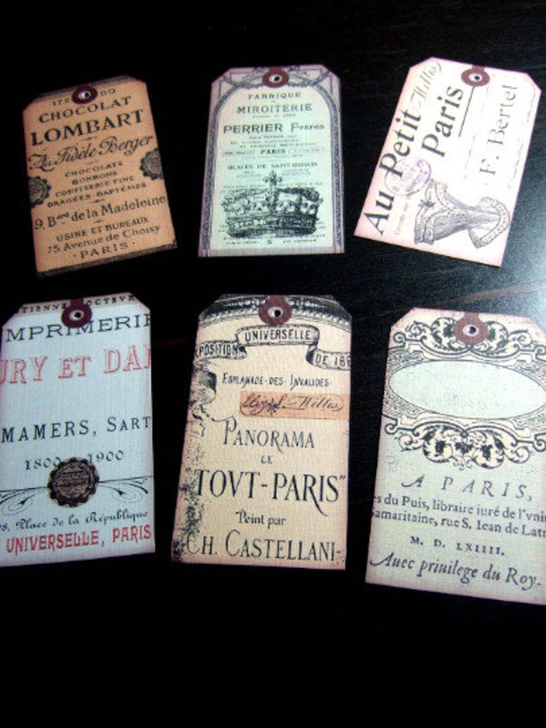 SIX Vintage Inspired French Advertising Ephemera Hang Tags / Vintage ...