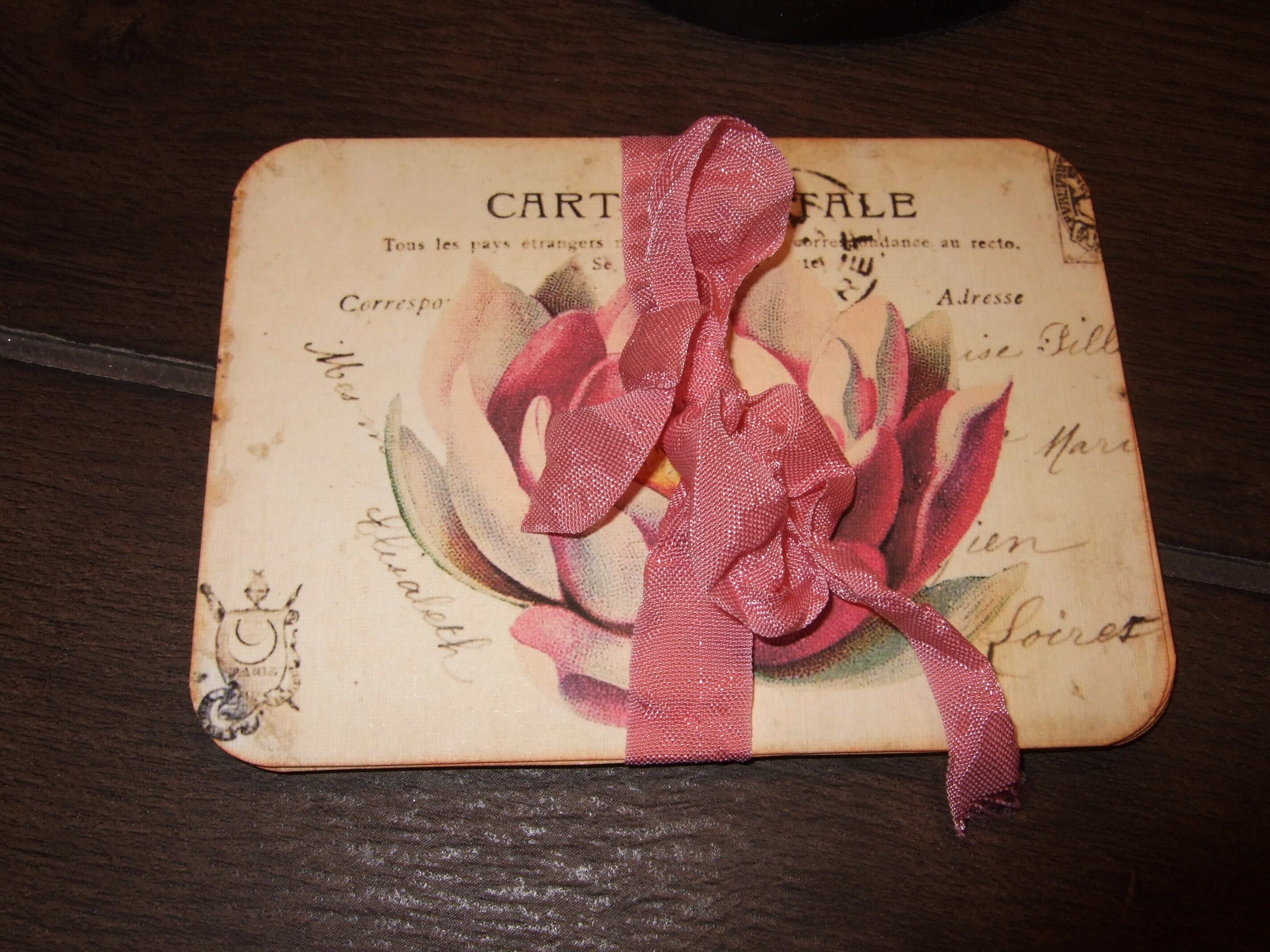 Vintage Inspired Pink Lotus Flower Postcards - Scrapbook Hang Tags ...