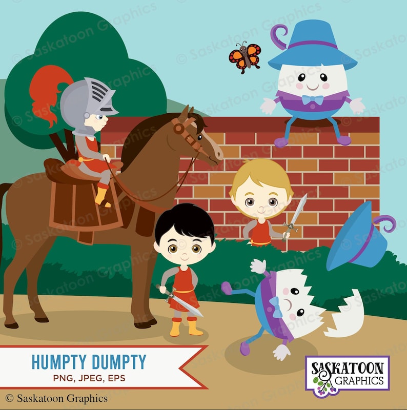 Humpty Dumpty Sat on a Wall Clip Art - Instant Download File - Digital ...