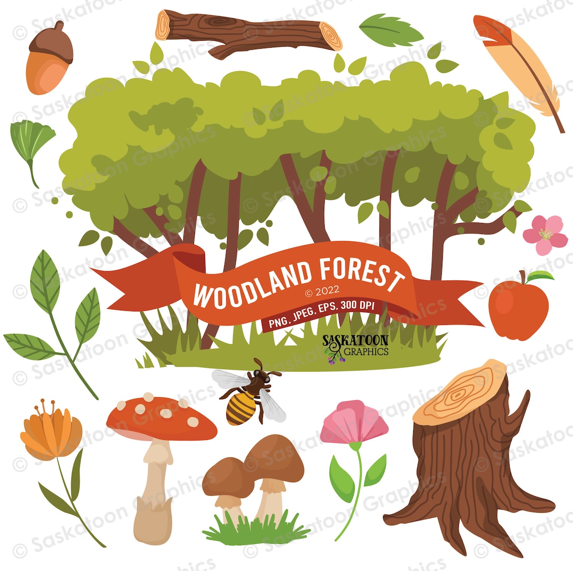 Woodland Forest Nature Clip Art - Instant Download File - Digital ...