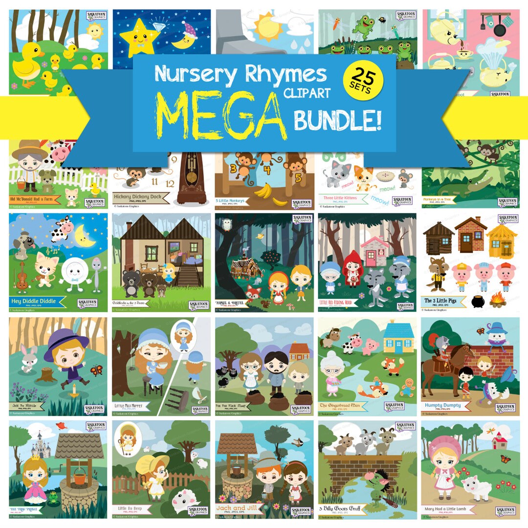 Nursery Rhymes MEGA Bundle Clip Art Set - Digital Graphics - Product ...
