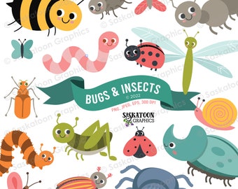 Garden Bug Cute Digital Clipart 14037 Instant Download - Etsy