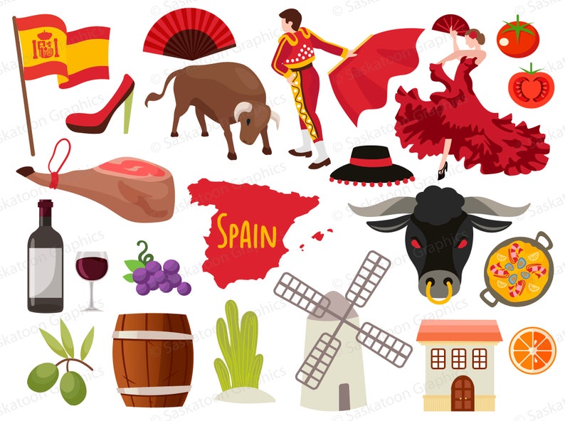 Spain Travel Clip Art - Spanish Flag - Europe Continent World - Country ...