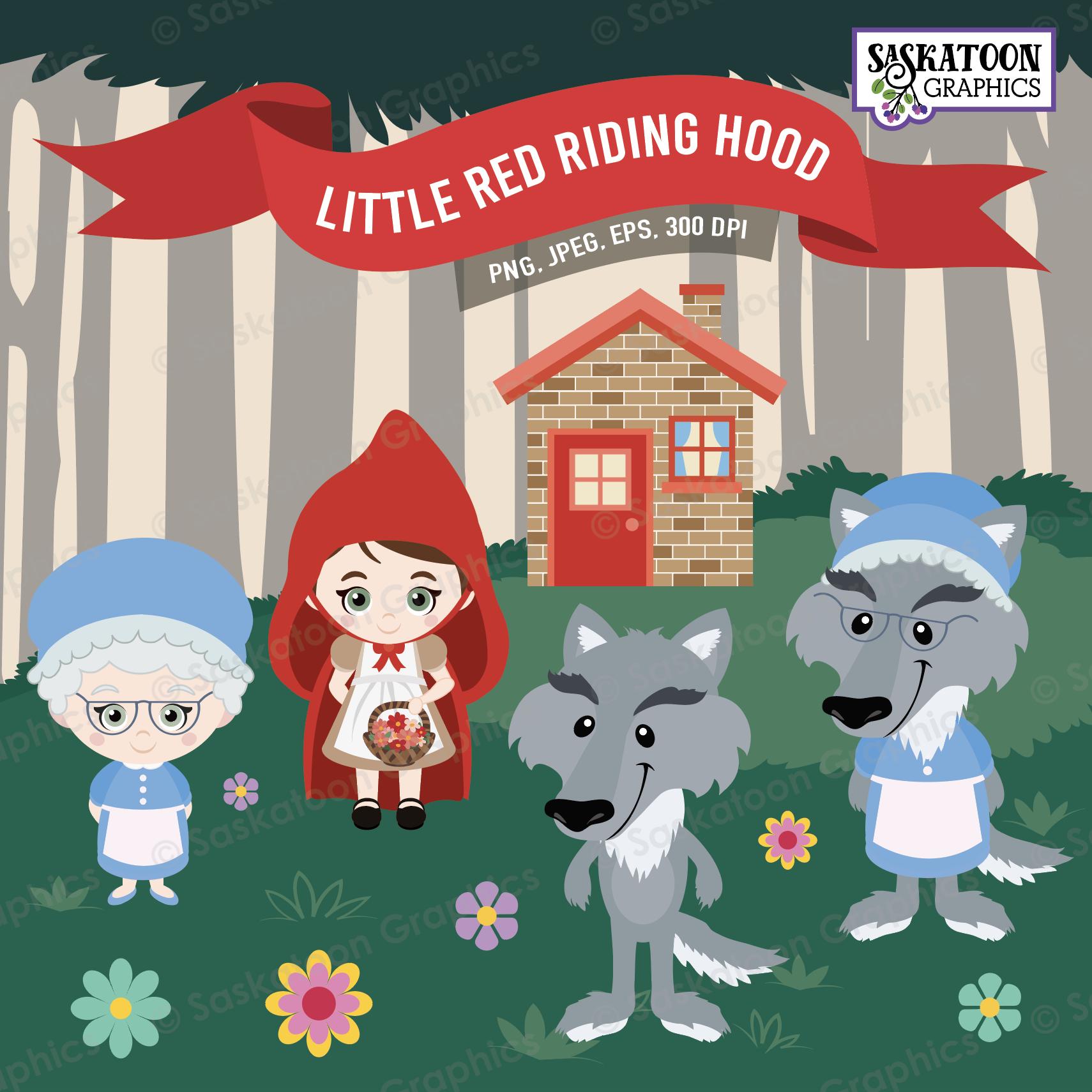 Little Red Riding Hood Clip Art - Fairy Tale - Instant Download File ...