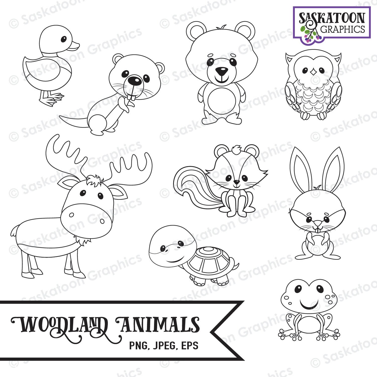 Instant Download File Commercial & Personal Use Cute Woodland Digital ...
