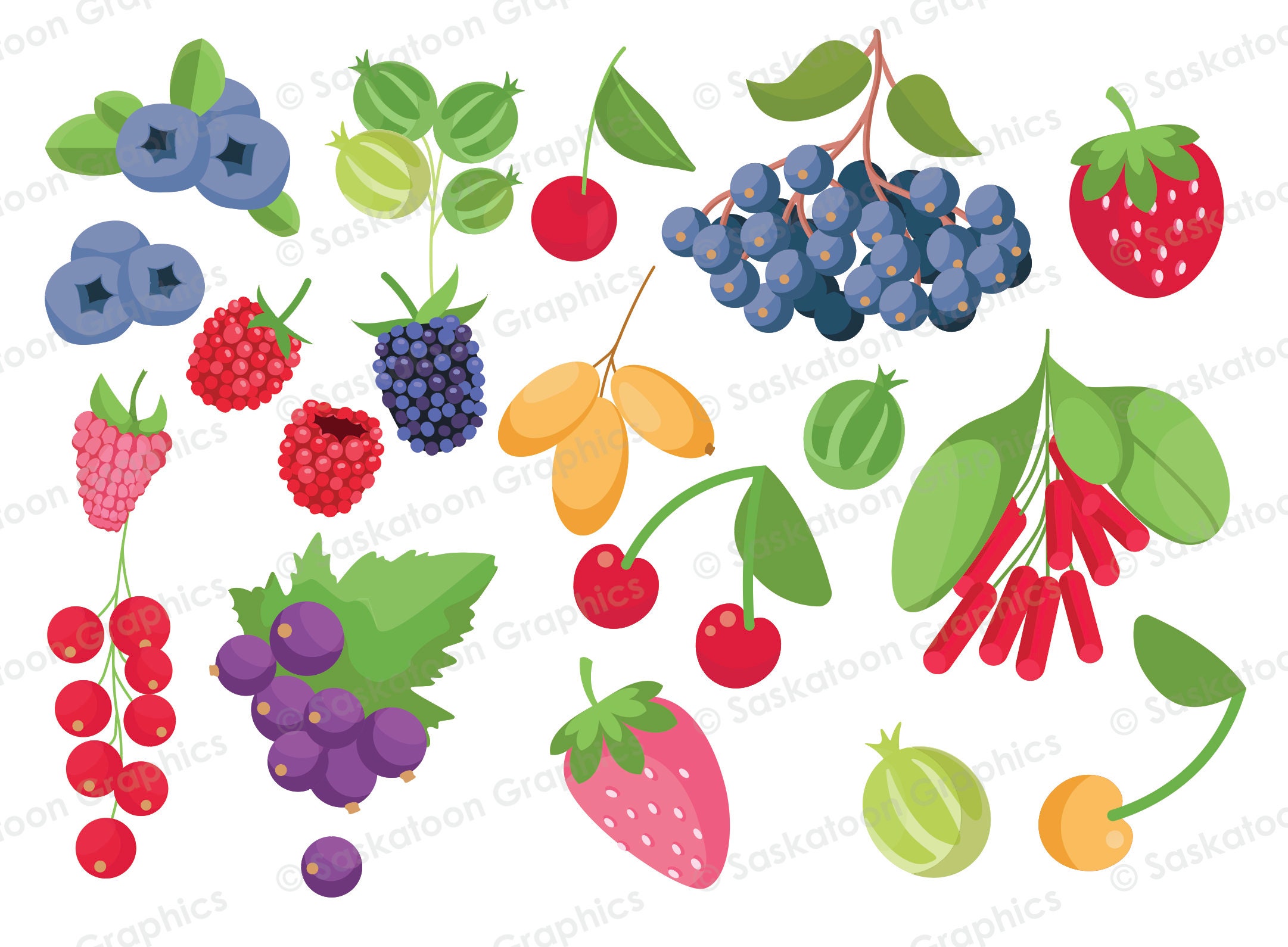 Fresh Berries Clip Art Set - Instant Download File - Digital Graphics ...