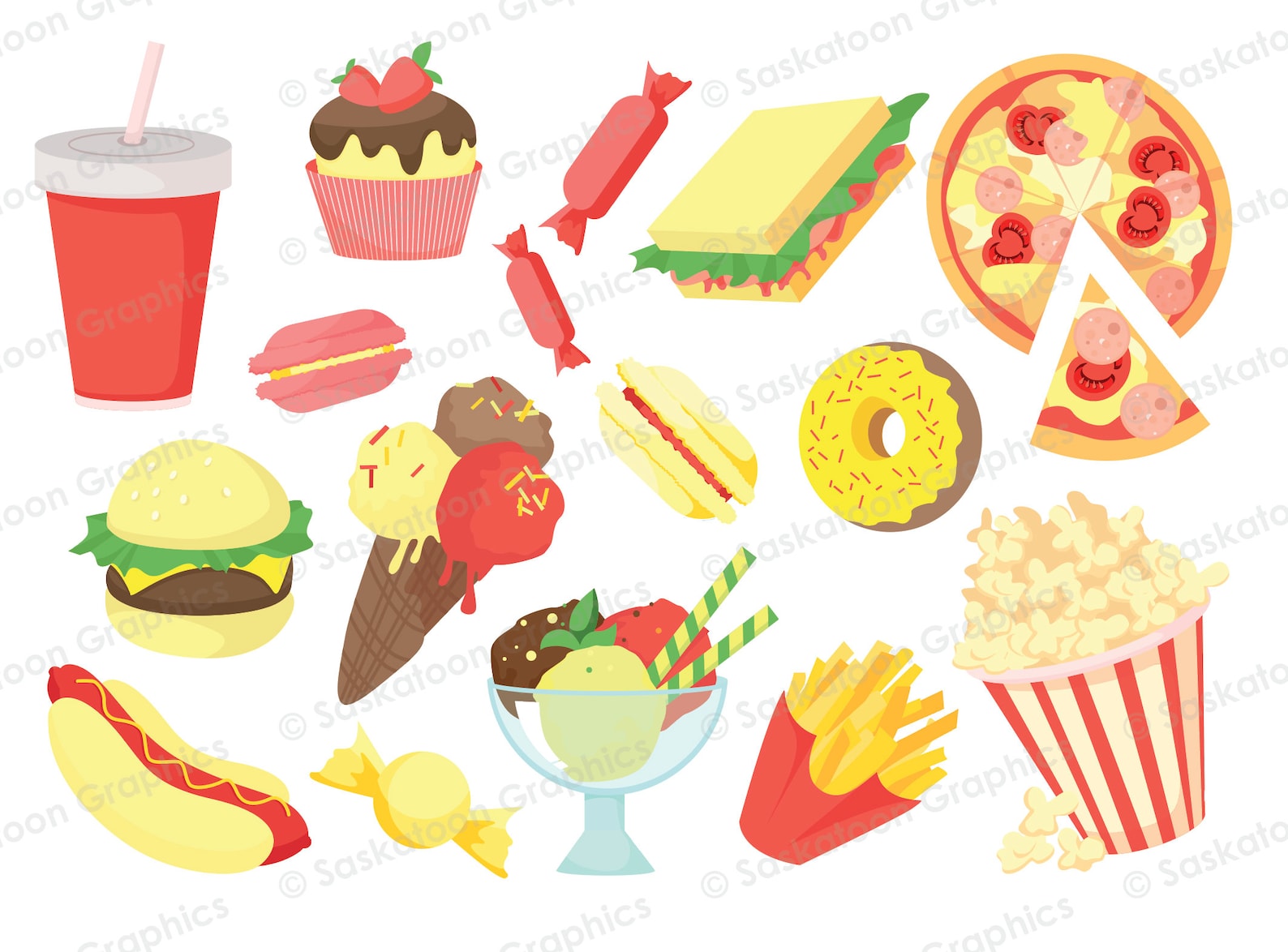 Junk Food Clip Art Set - Fast Food - Instant Download File - Digital ...