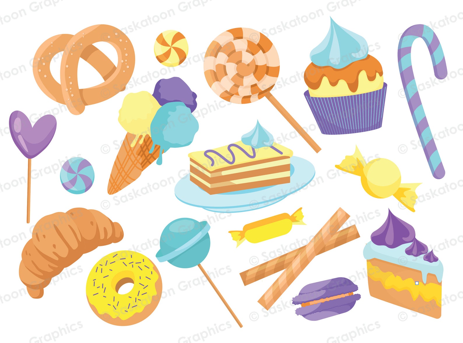 Desserts and Sweets Clip Art Set Instant Download File Digital Graphics ...
