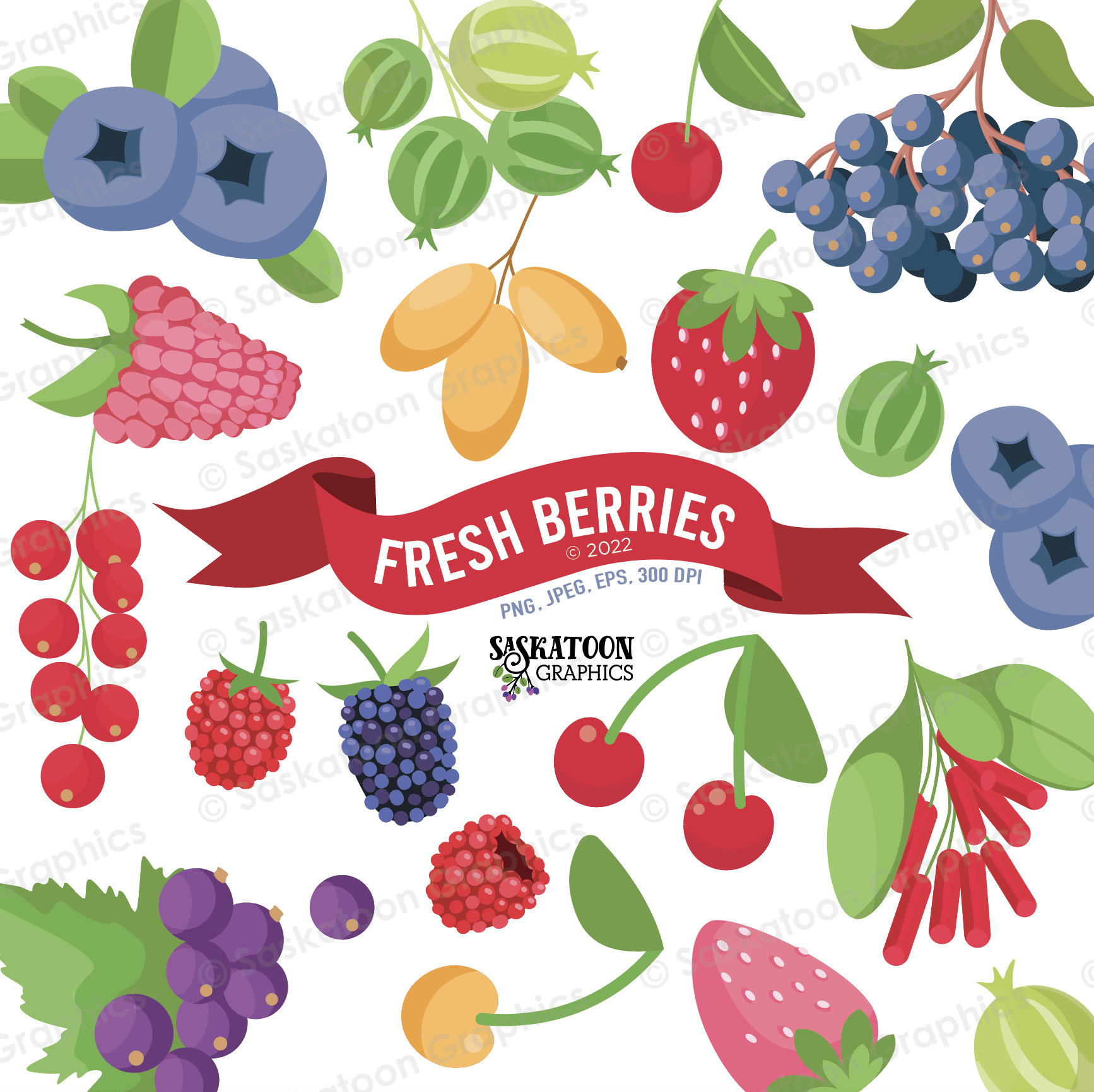 Fresh Berries Clip Art Set - Instant Download File - Digital Graphics ...