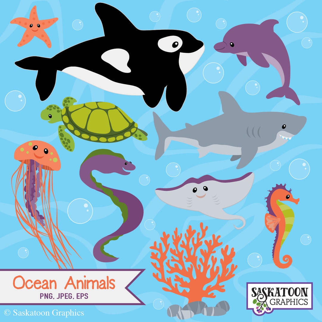 Ocean Sea Creature Animal Clip Art - Instant Download File - Digital ...