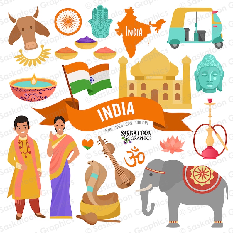 India Travel Clip Art - East Indian Flag - Asia Continent Country World ...