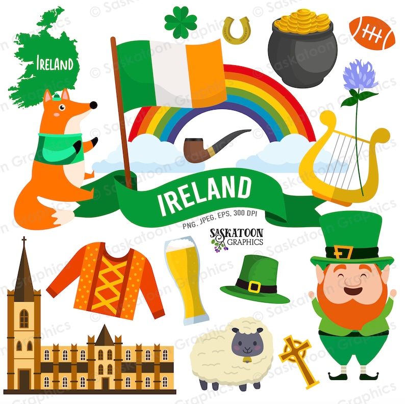 Ireland Travel Clip Art - Irish Flag - Continent World - European ...