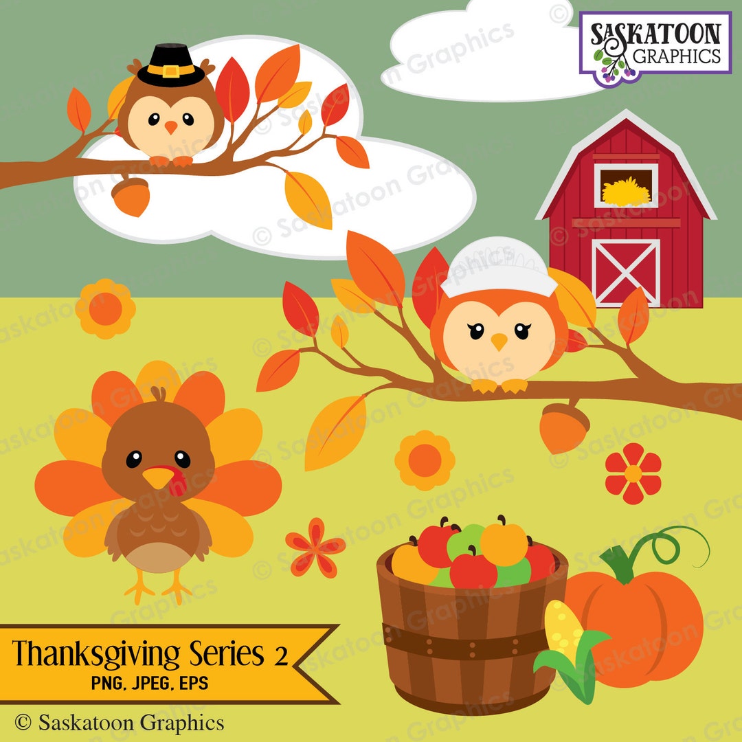 Cute Thanksgiving Clip Art -instant Download File - Digital Graphics ...