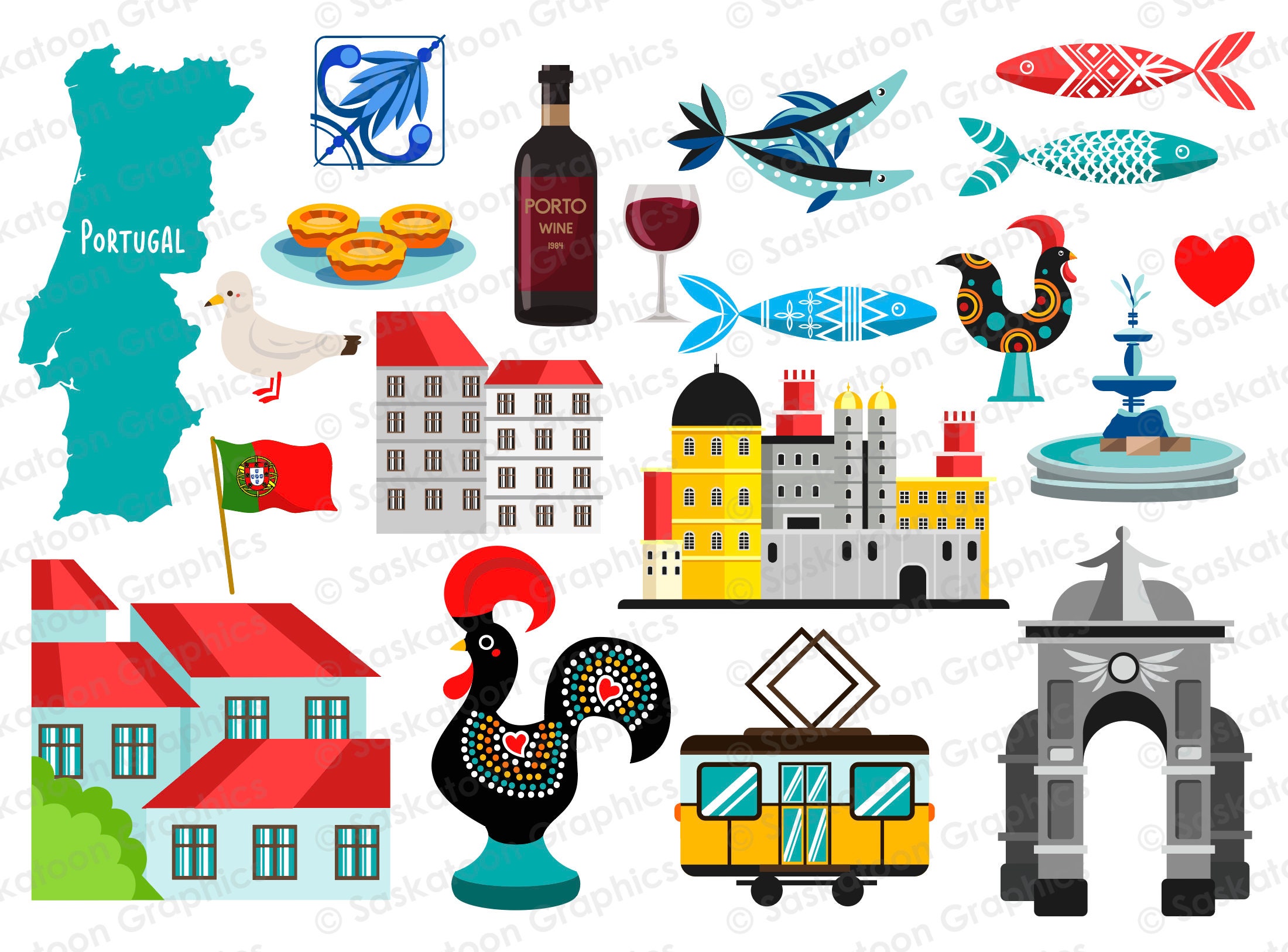 Portugal Travel Clip Art - Portuguese Flag - Continent Country World ...