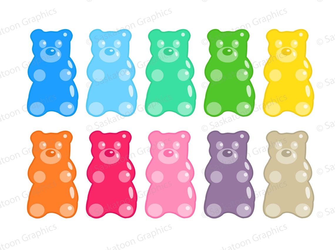 Gummy Bear Clip Art - Gummi Candies - Instant Download File - Digital ...