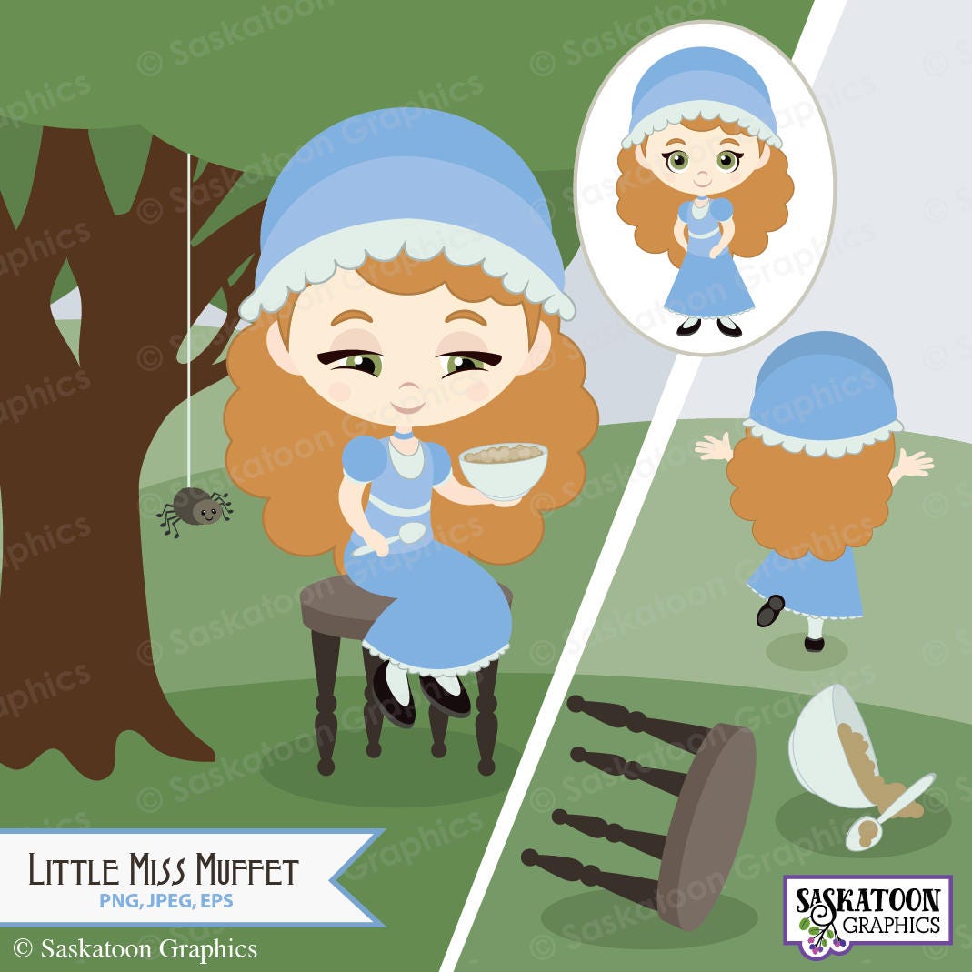 Little Miss Muffet Clip Art - Instant Download File - Digital Graphics ...