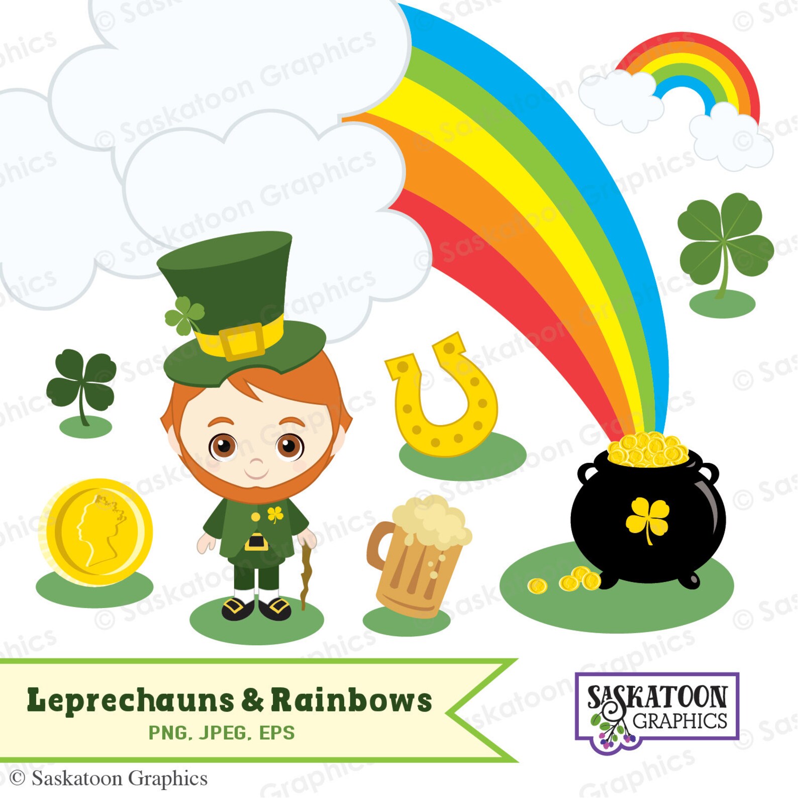 Cute St. Patricks Day Clip Art - Instant Download File - Digital ...