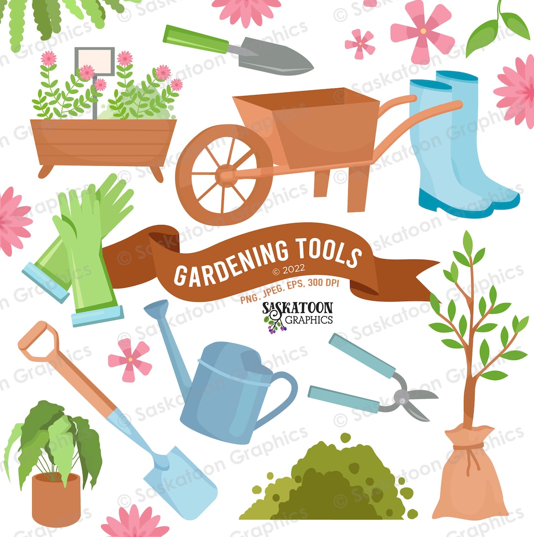 Gardening Tools Clip Art - Outdoor Yard - Instant Download File ...