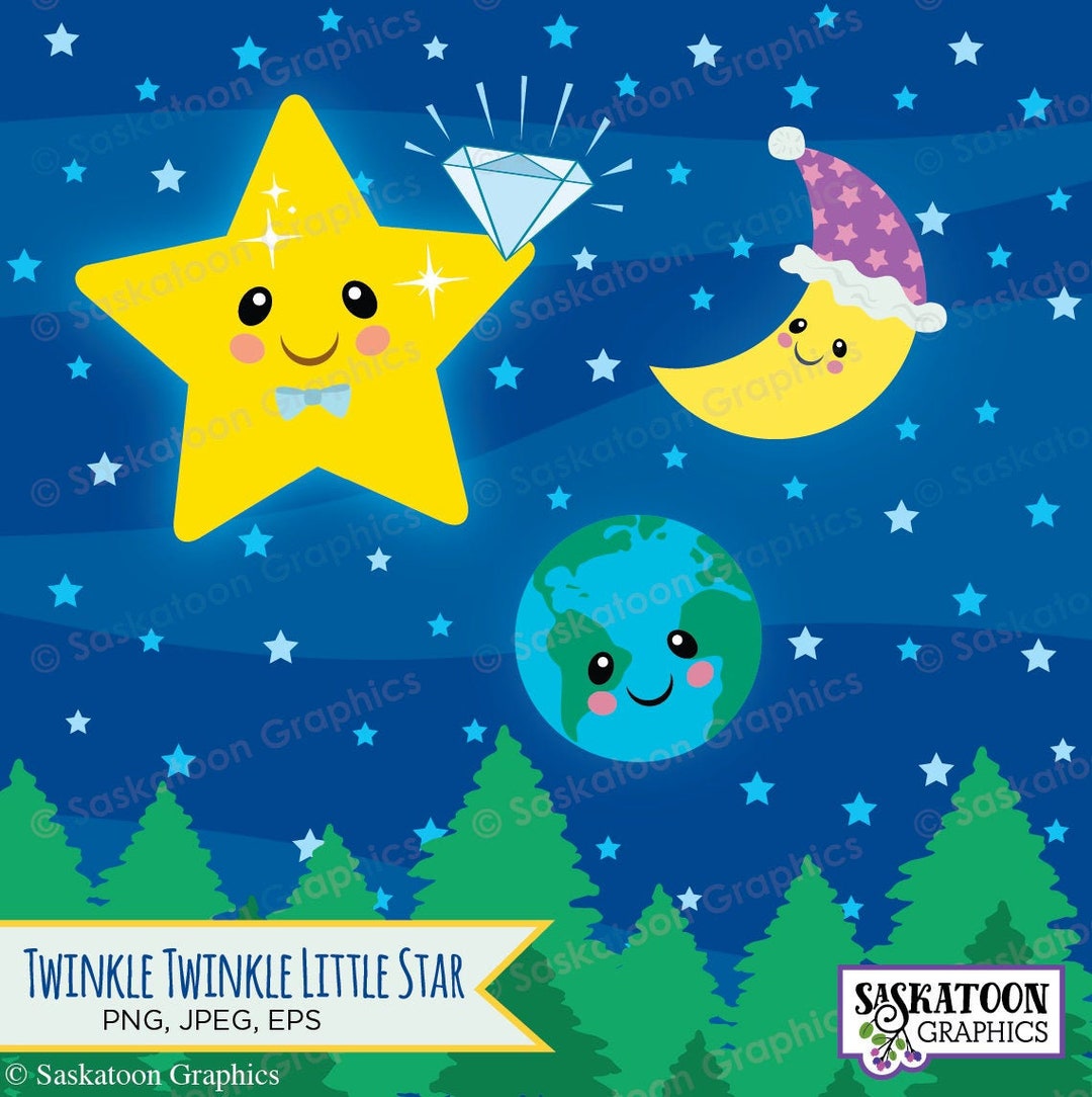 Twinkle Twinkle Little Star Clip Art - Instant Download File - Digital ...