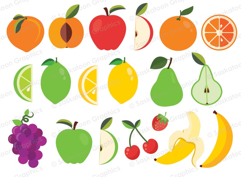Fresh Fruit Clip Art Set - Instant Download File - Digital Graphics ...