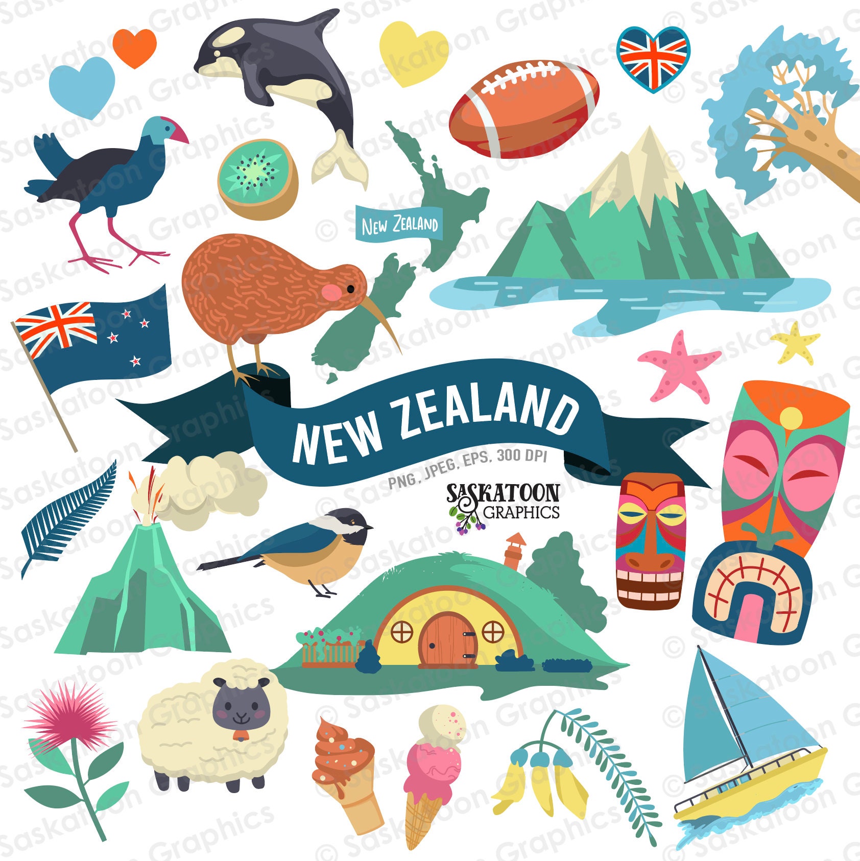 New Zealand Travel Clip Art - Flag - World Culture - Oceania Polynesia ...