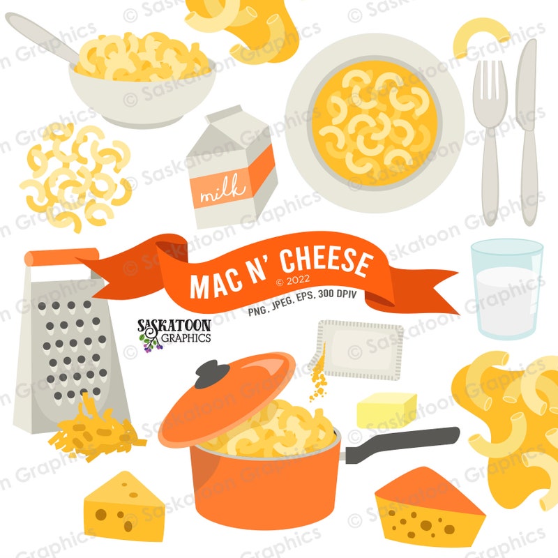 Mac and Cheese Clip Art - Etsy