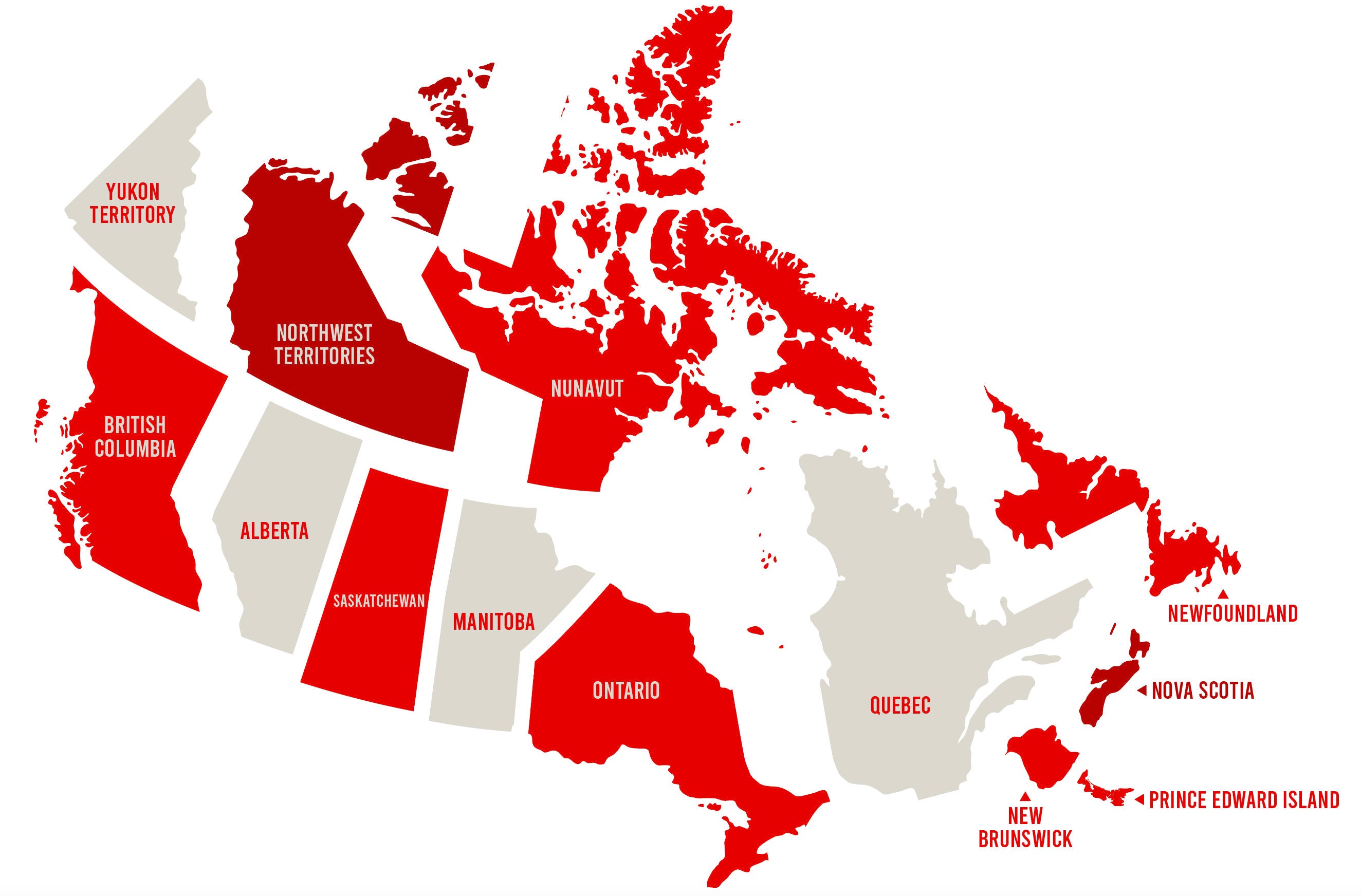 Canada Map Red & White - Flag Clip Art - North America - Instant ...