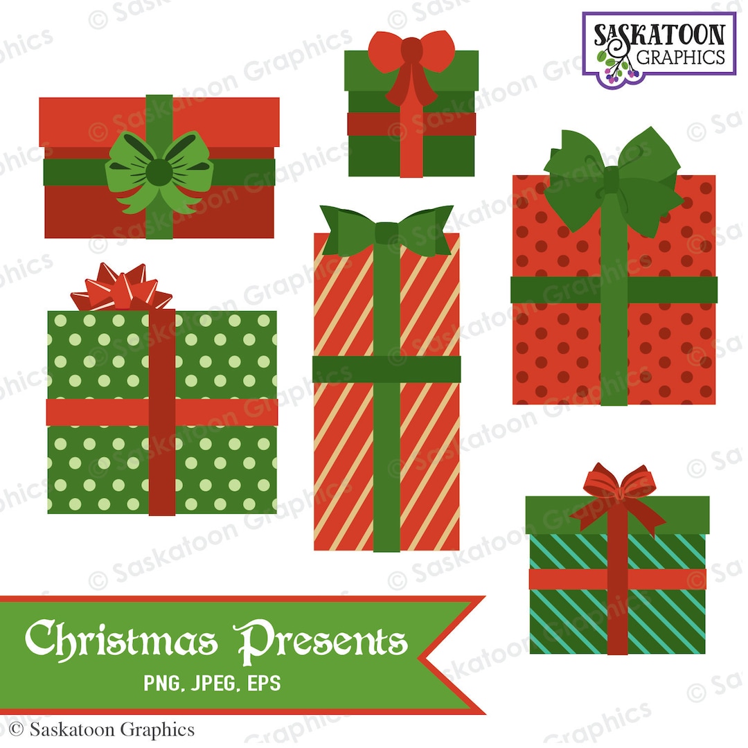 Christmas Presents Clip Art - Gift - Instant Download File - Digital ...