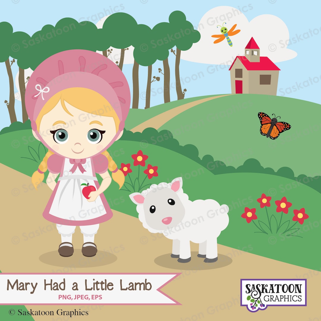 Mary Had a Little Lamb Clip Art - Instant Download File - Digital ...