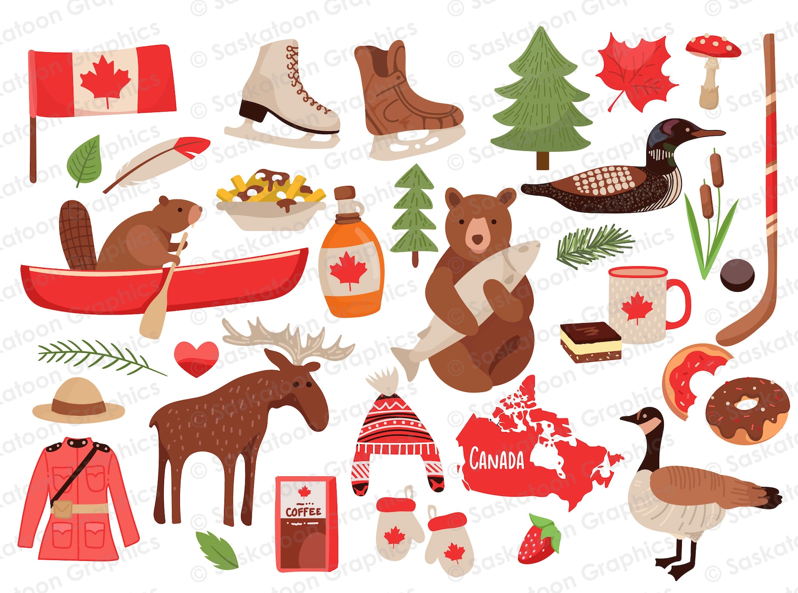 Oh Canada Travel Clip Art - Canadian Flag - North American Continent ...