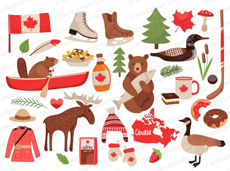 Oh Canada Travel Clip Art - Canadian Flag - North American Continent ...