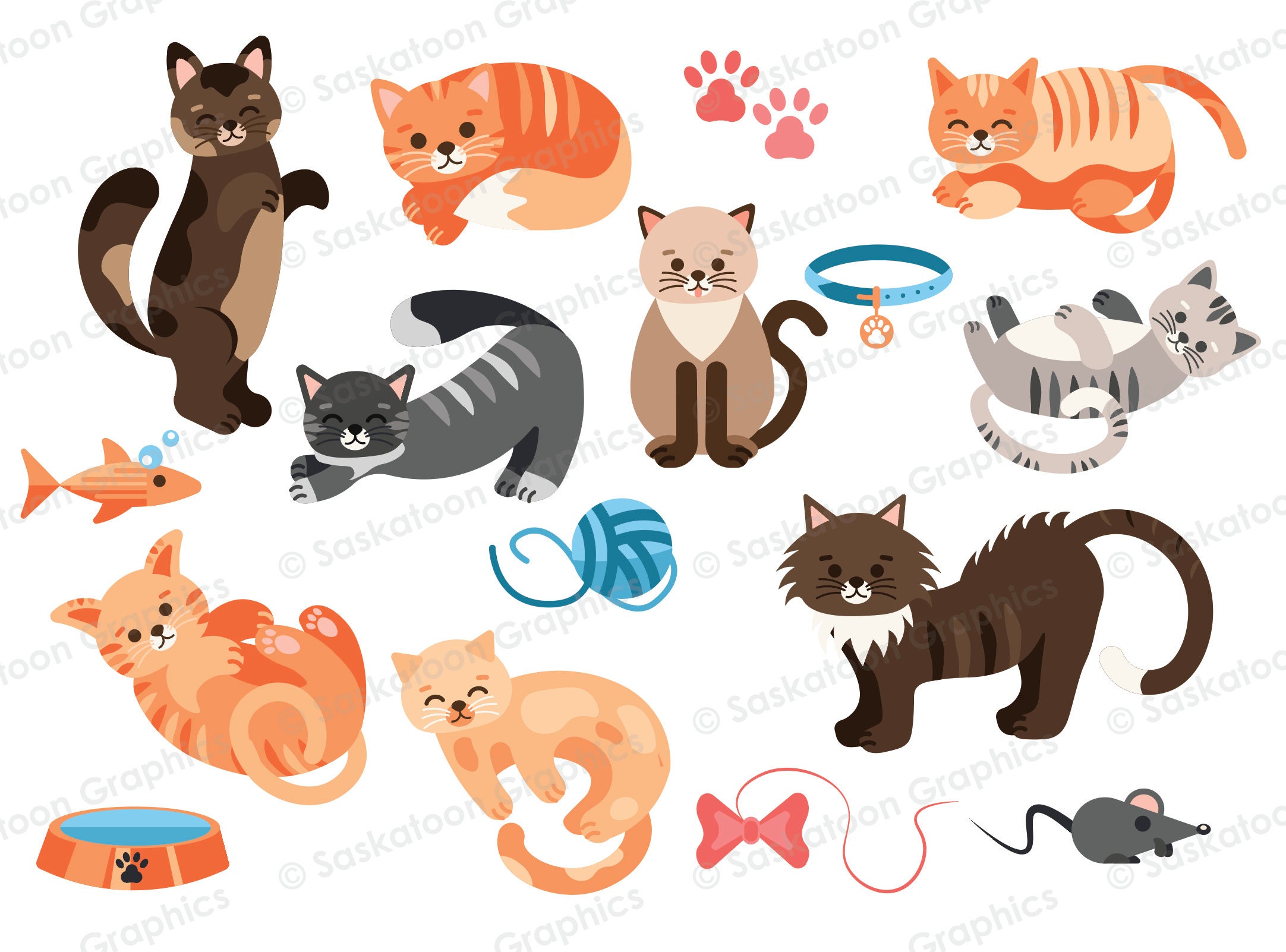 Kitty Cat Clip Art - Pets Animals - Instant Download File - Digital ...