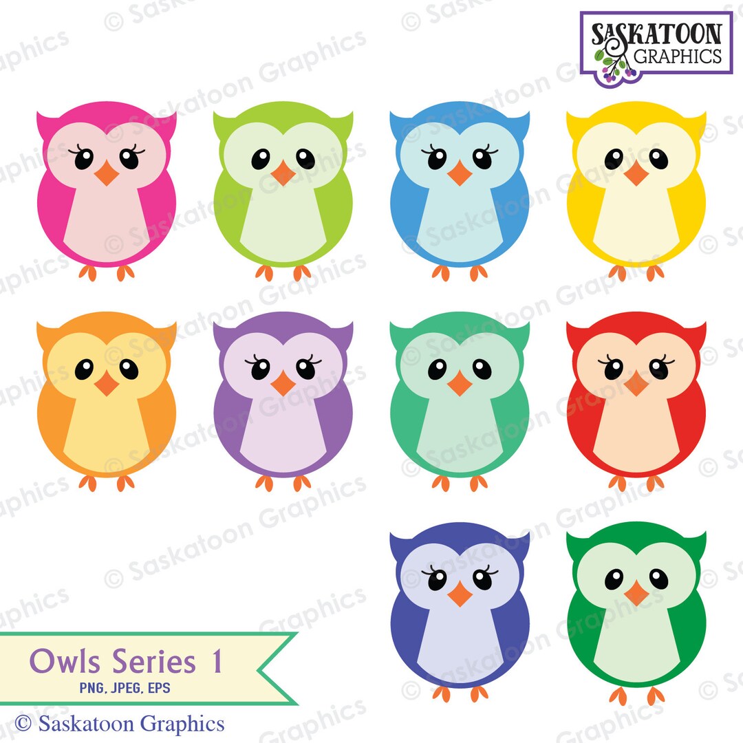 Cute Owl Clip Art - Instant Download File - Digital Graphics - Product ...