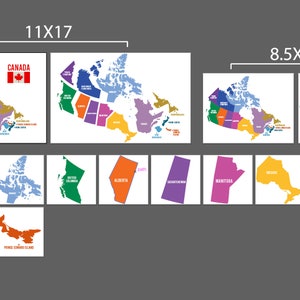 Canada Bright Colors Map Clip Art - North America - Instant Download ...