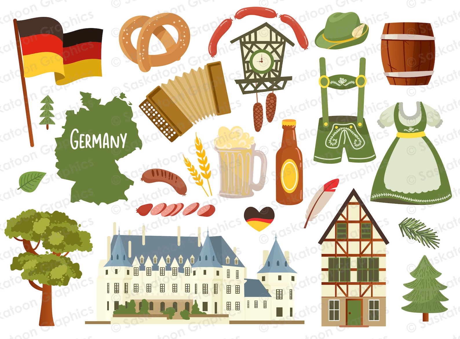 Germany Travel Clip Art German Flag European (Download Now) - Etsy