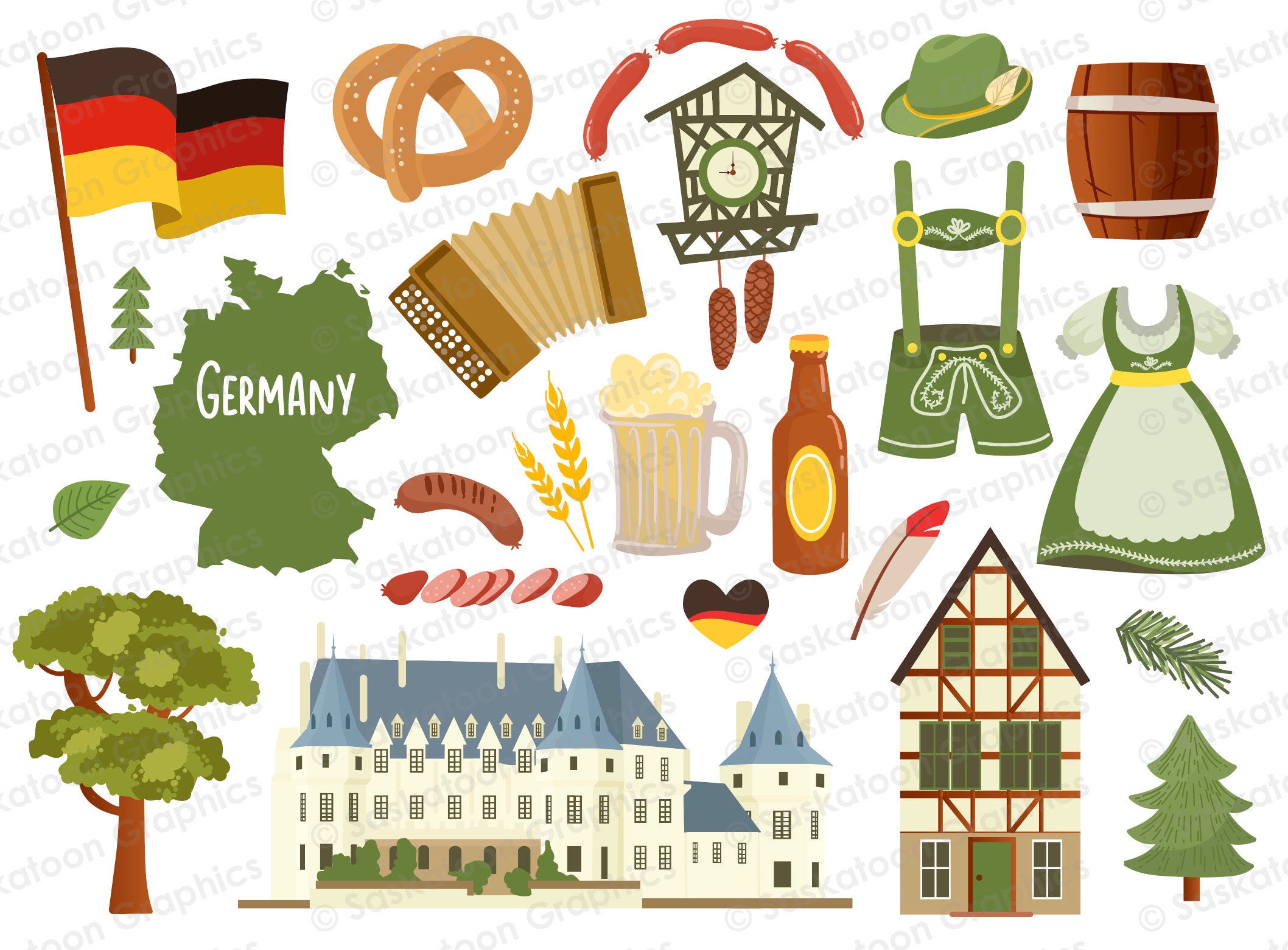 Germany Travel Clip Art German Flag European (Download Now) - Etsy