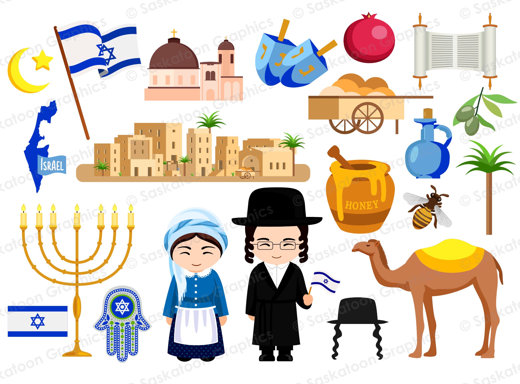 Israel Travel Clip Art - Israeli Flag - Asian Continent World - Country ...