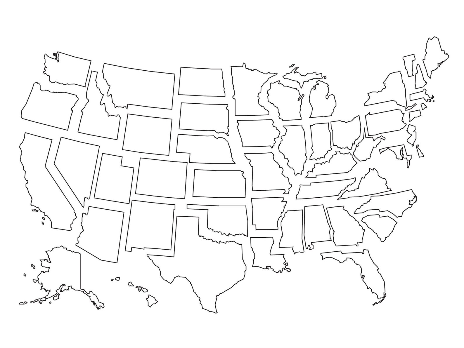 Outline Coloring Pages USA Map - United States of America- Instant ...